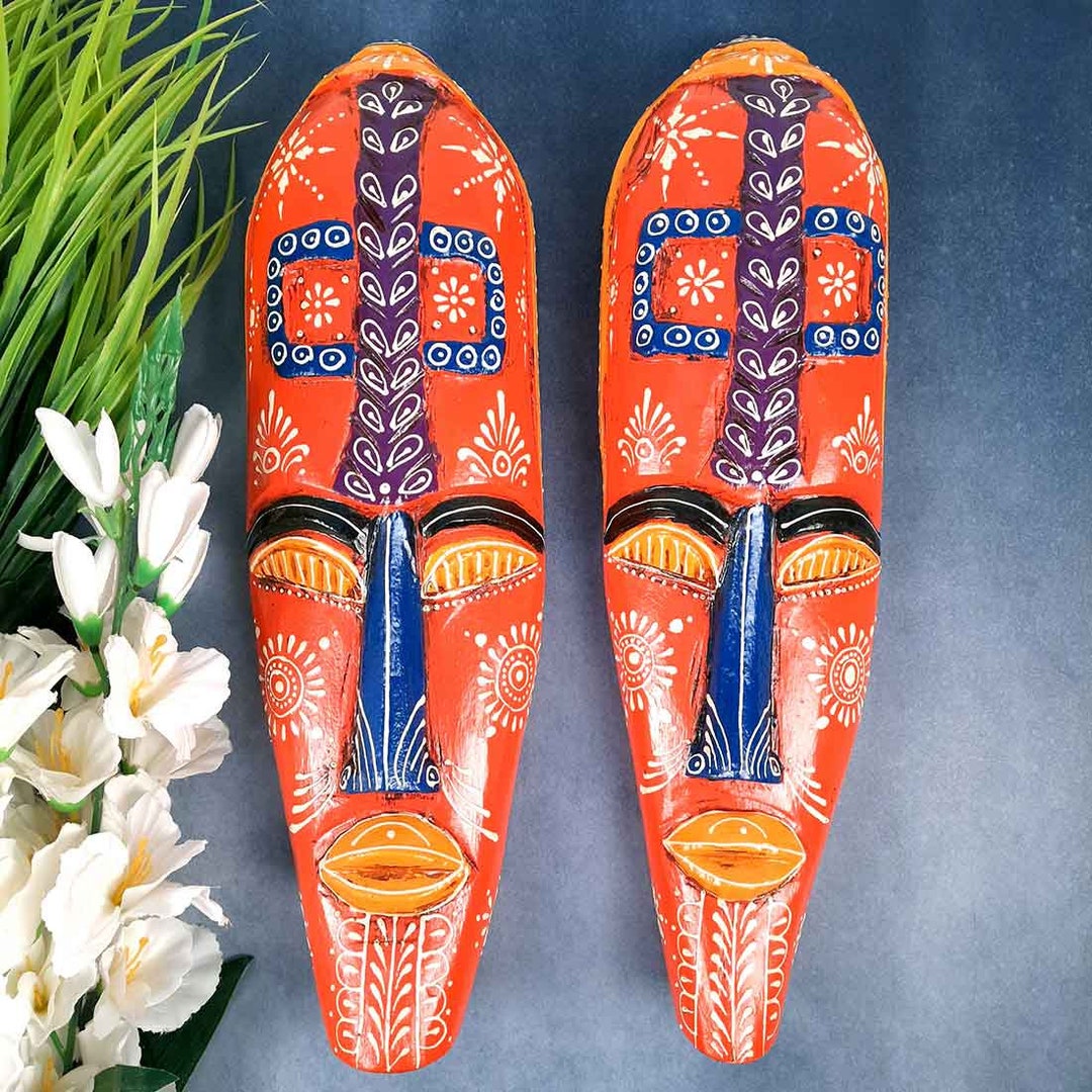 African Egyptian Wall Mask Hanging Long Tribal Masks for Home, Entrance ...