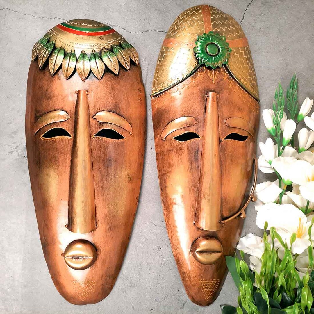Tribal Face Wall Masks Hanging Village Man Woman Face Hangings for Home ...