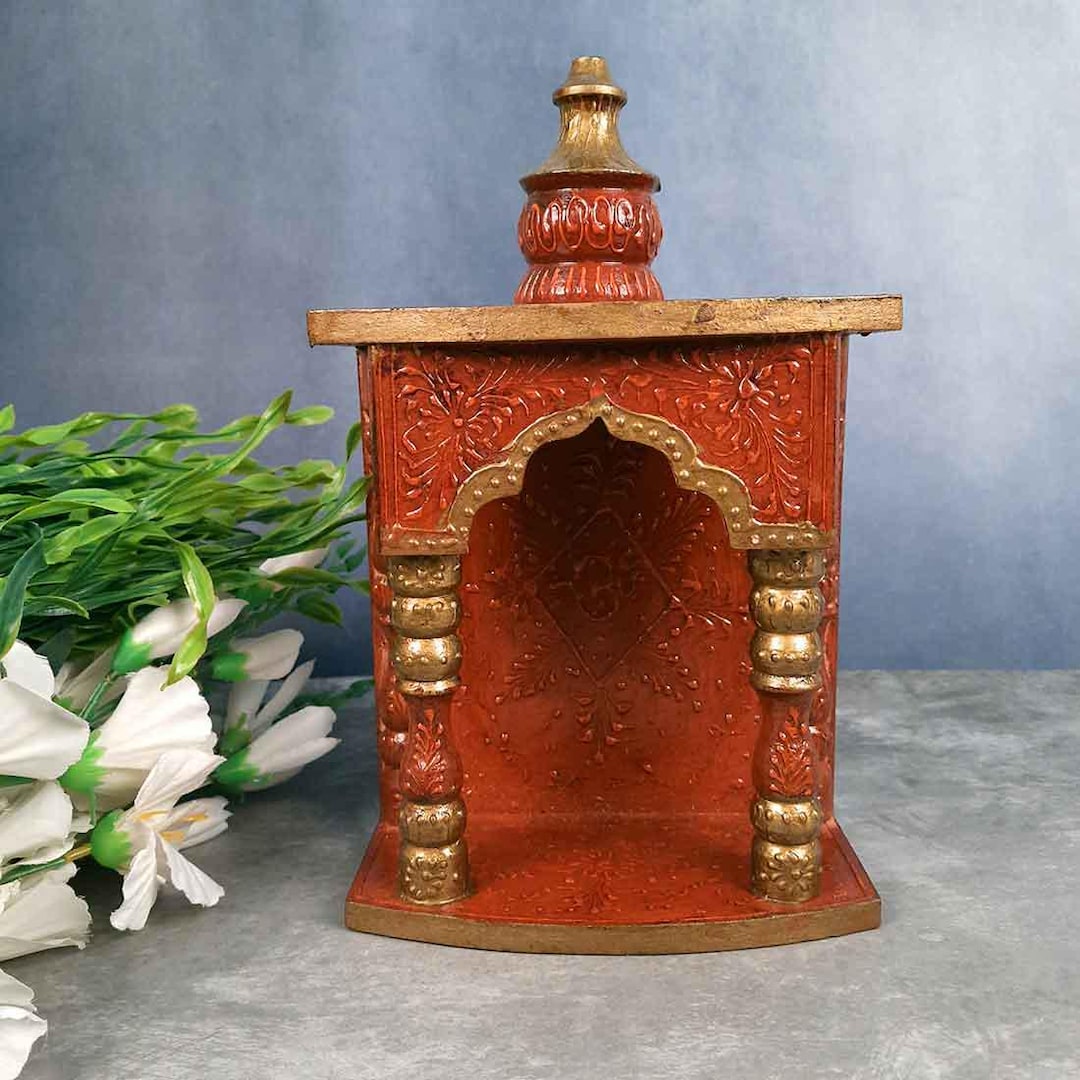 Home Temple for Worship | Puja Mandir Wooden | Pooja Stand / Unit Wall ...
