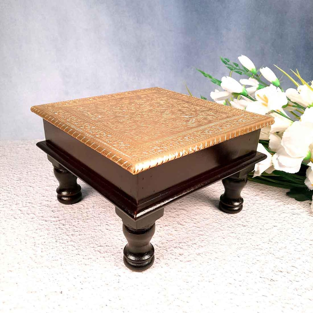 Puja Chowki Bajot | Brass Chauki - for Puja, Sitting & Home Decor - 10 ...
