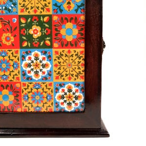 Key Holder Box With Ceramic Tiles Wooden Wall Hanging Key Box Cabinet ...