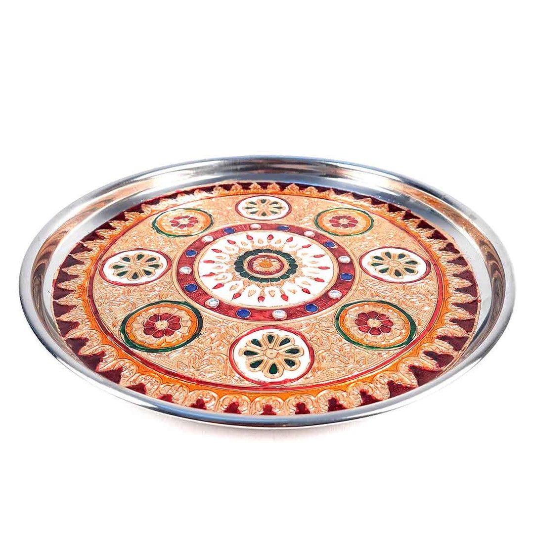 Pooja Plate Aarti Thali Flower Design for Ganesh Pooja, Diwali ...