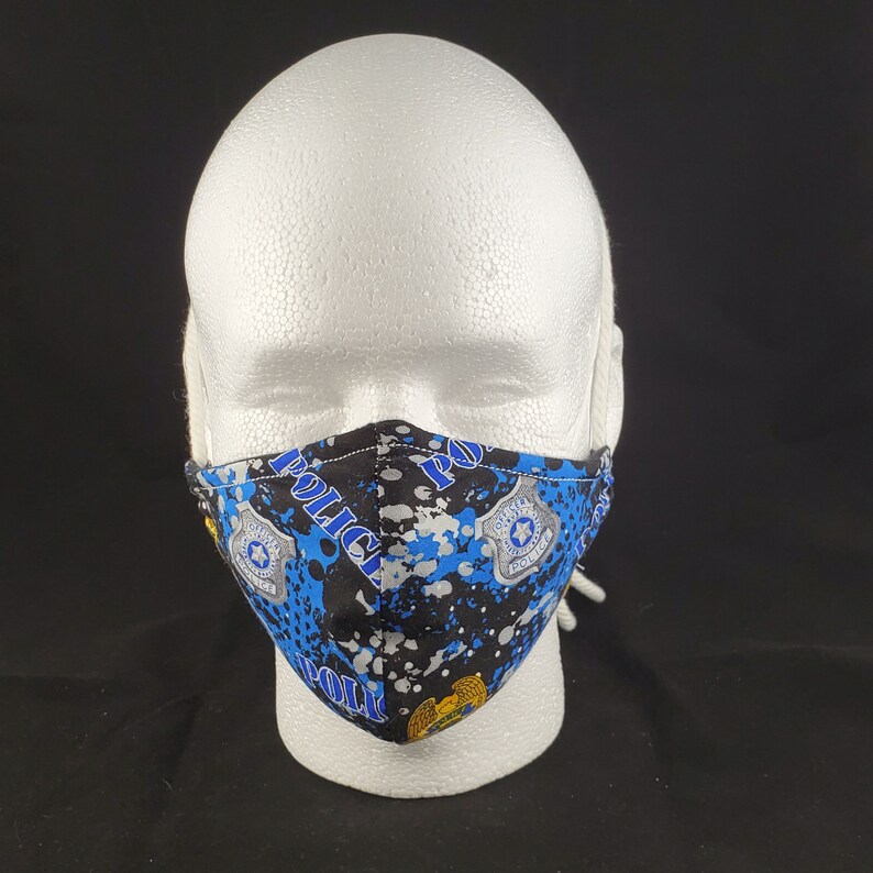 Police Department Cops Print Mask With Nose Wire and Drawstring or ...