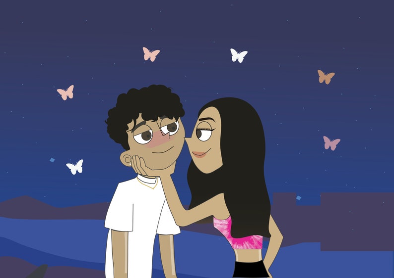 Digital Custom Couple Illustration Danny Phantom Style Custom Etsy