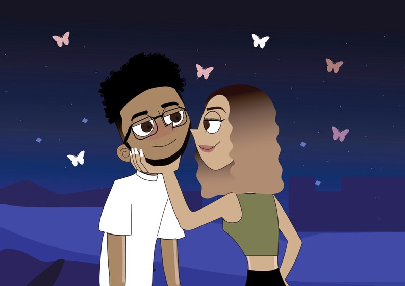 Digital Custom Couple Illustration Danny Phantom Style Custom Etsy