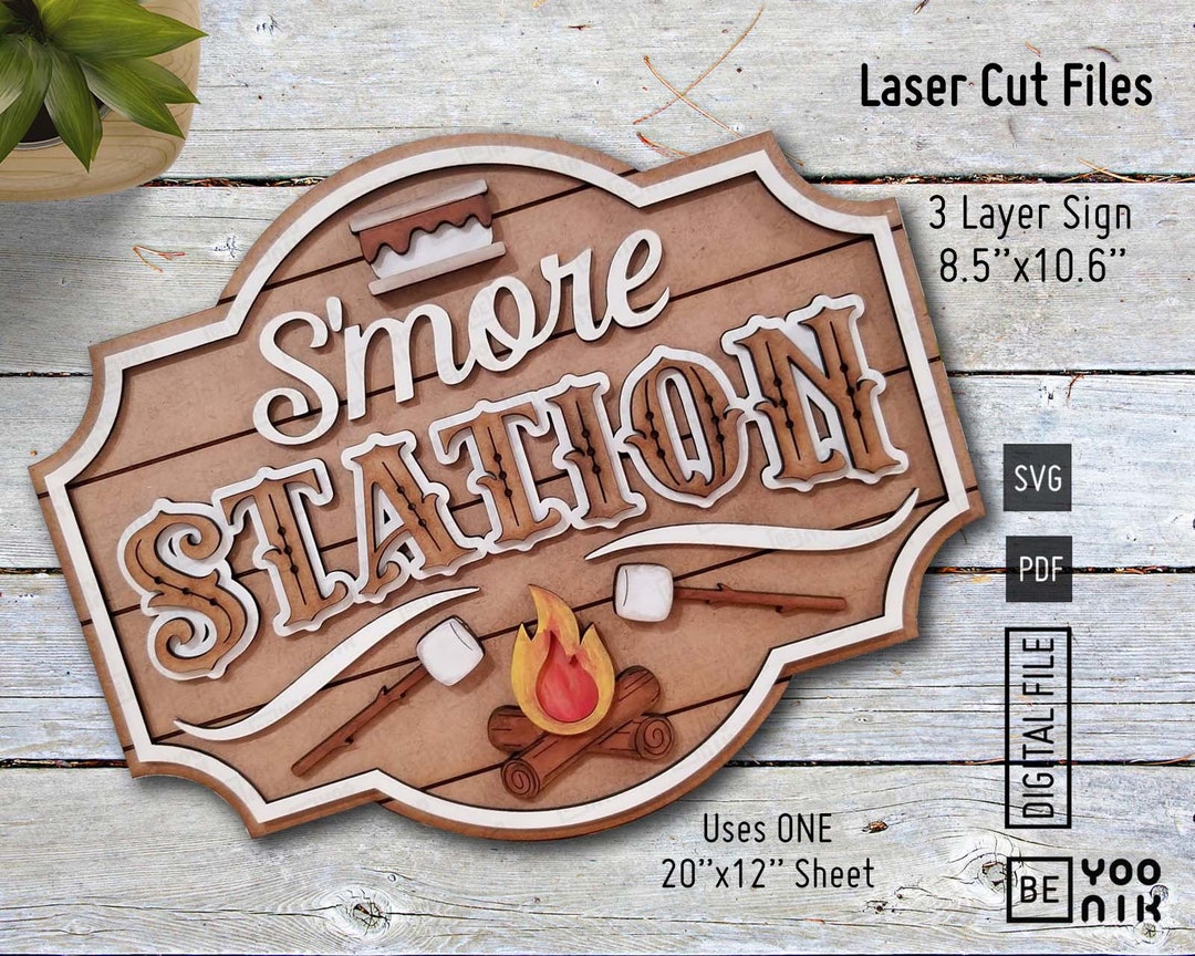 Smore Station Sign Laser Cut Files in SVG and PDF, Smore Station Sign ...