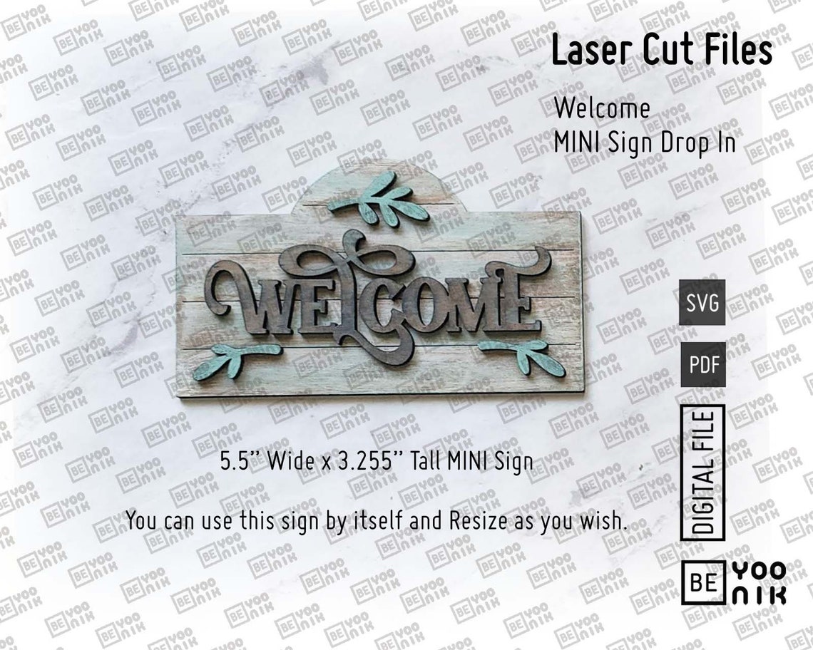 Add on Welcome Mini Sign in SVG and PDF for Our MINI Post Drop in Frame ...