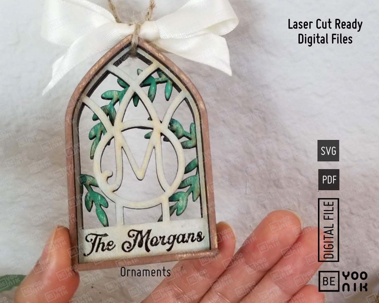 Digital Arched Window With Leaves and Monograms / Initials A - Etsy