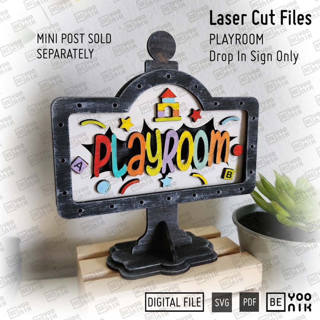 Digital Add on PLAYROOM Mini Sign in SVG and PDF for Mini Post Drop in ...