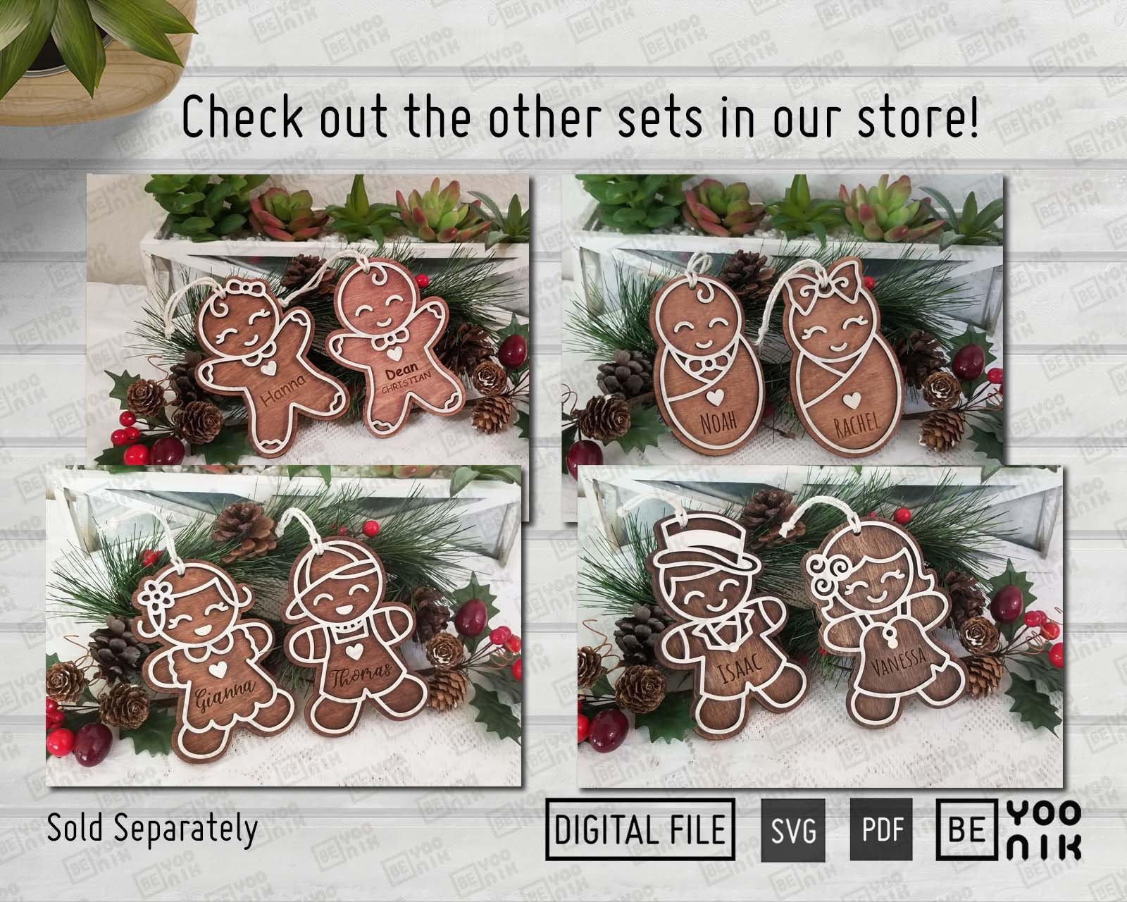 Newborn Gingerbread Ornament in SVG PDF. Baby Ornament Laser - Etsy