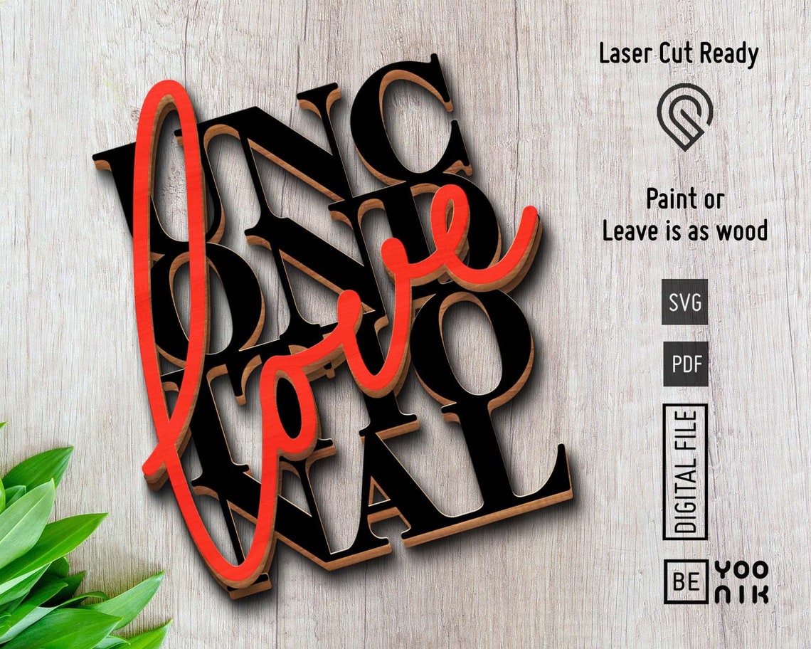 Unconditional Love Typography Sign SVG and PDF Laser Ready - Etsy