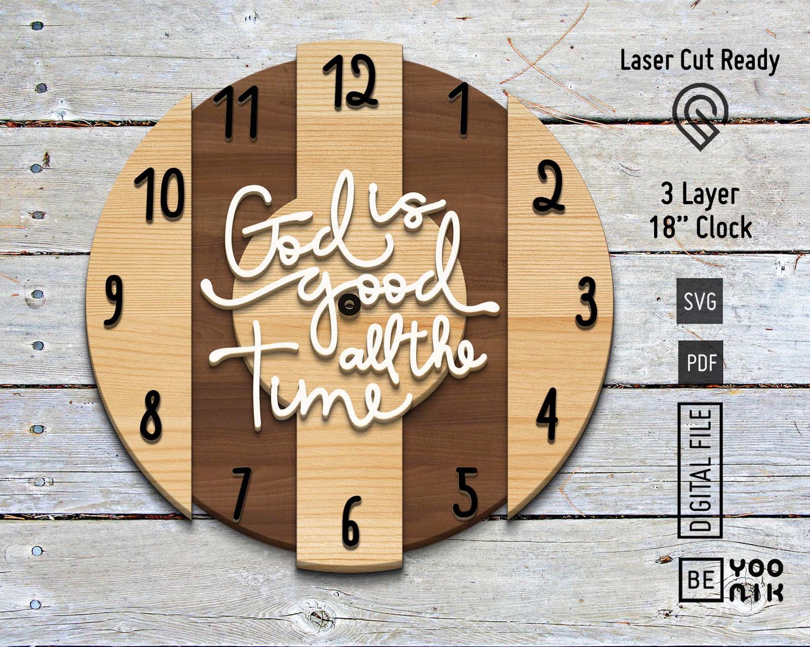 3d 18 Clock God is Good All the Time in SVG and PDF, Laser Files ...