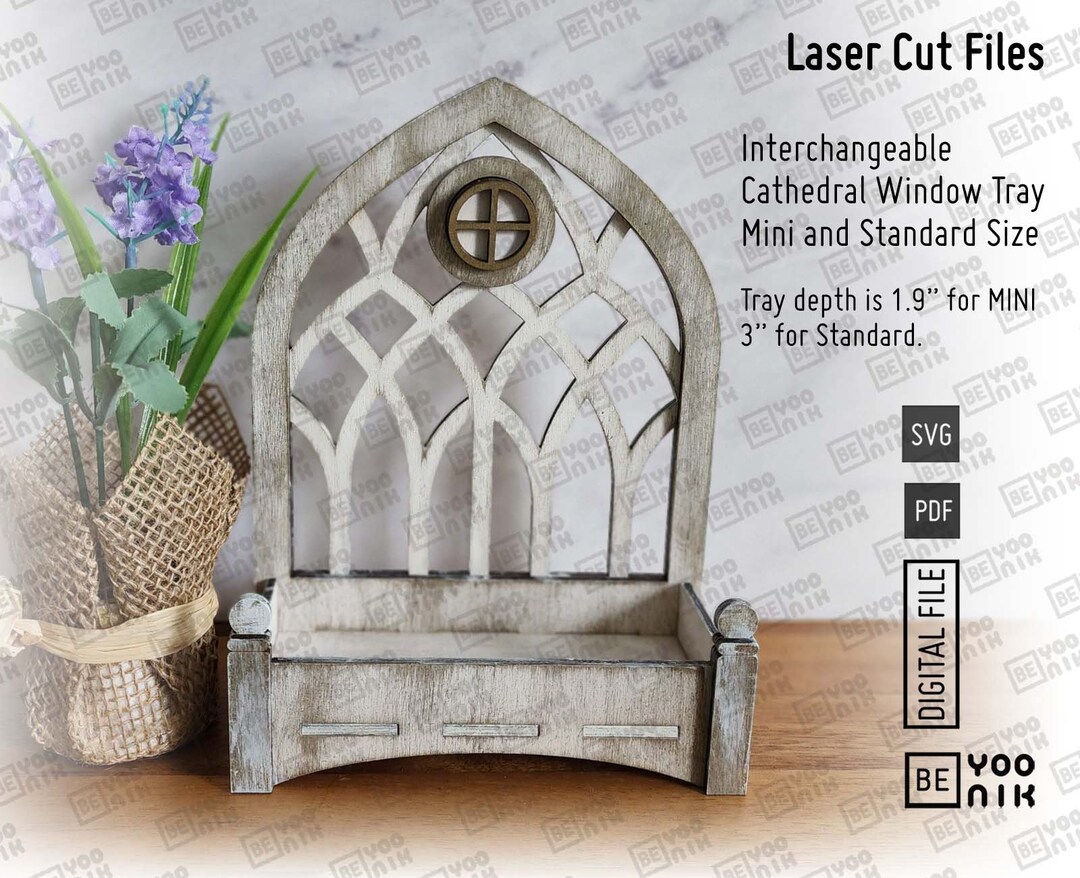 Cathedral Window Tray Interchangeable Display Shelf Laser Cut Files in ...
