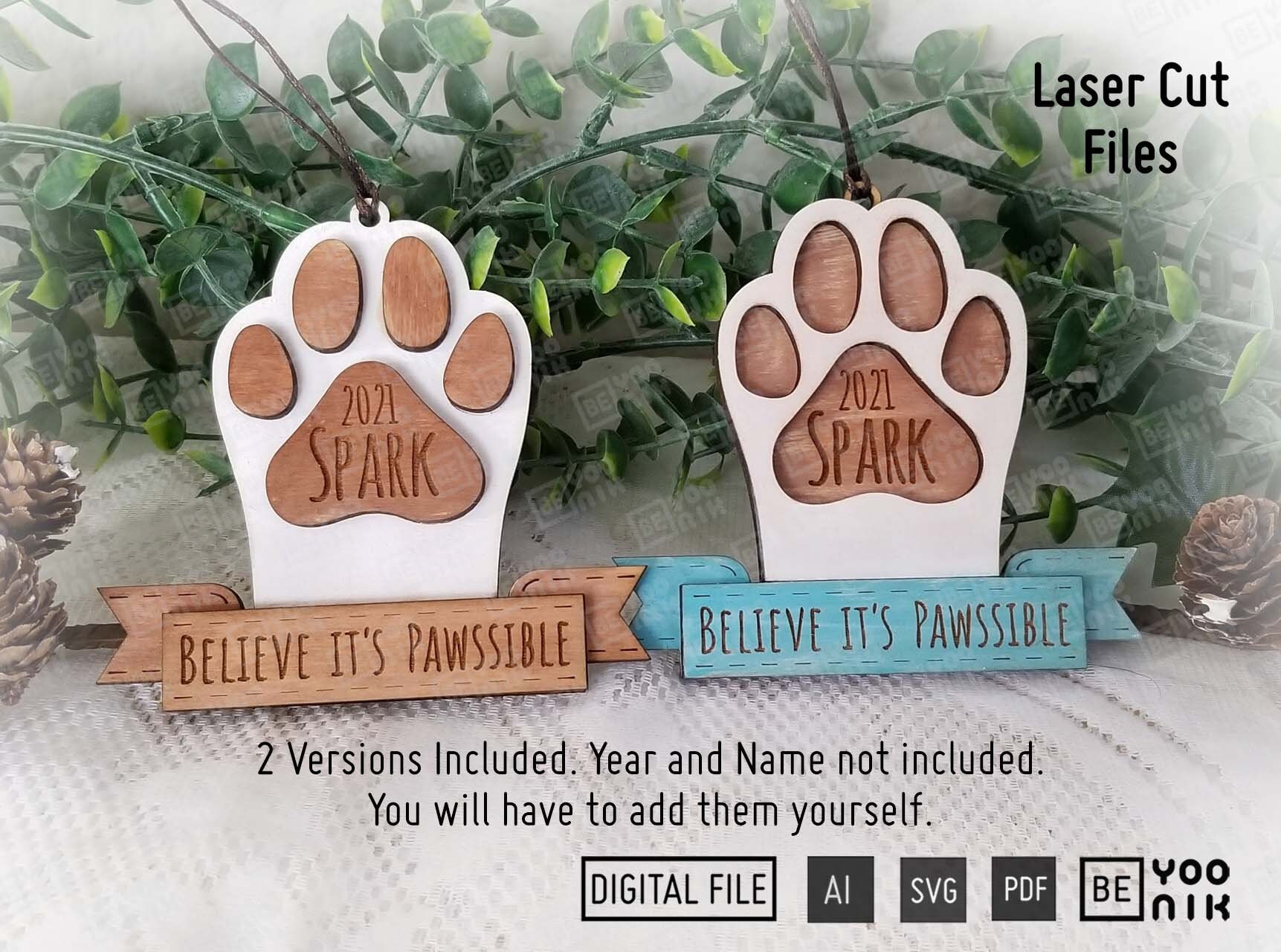 Pet Ornament Laser Cut Ready Files in SVG PDF. Dog Name | Etsy