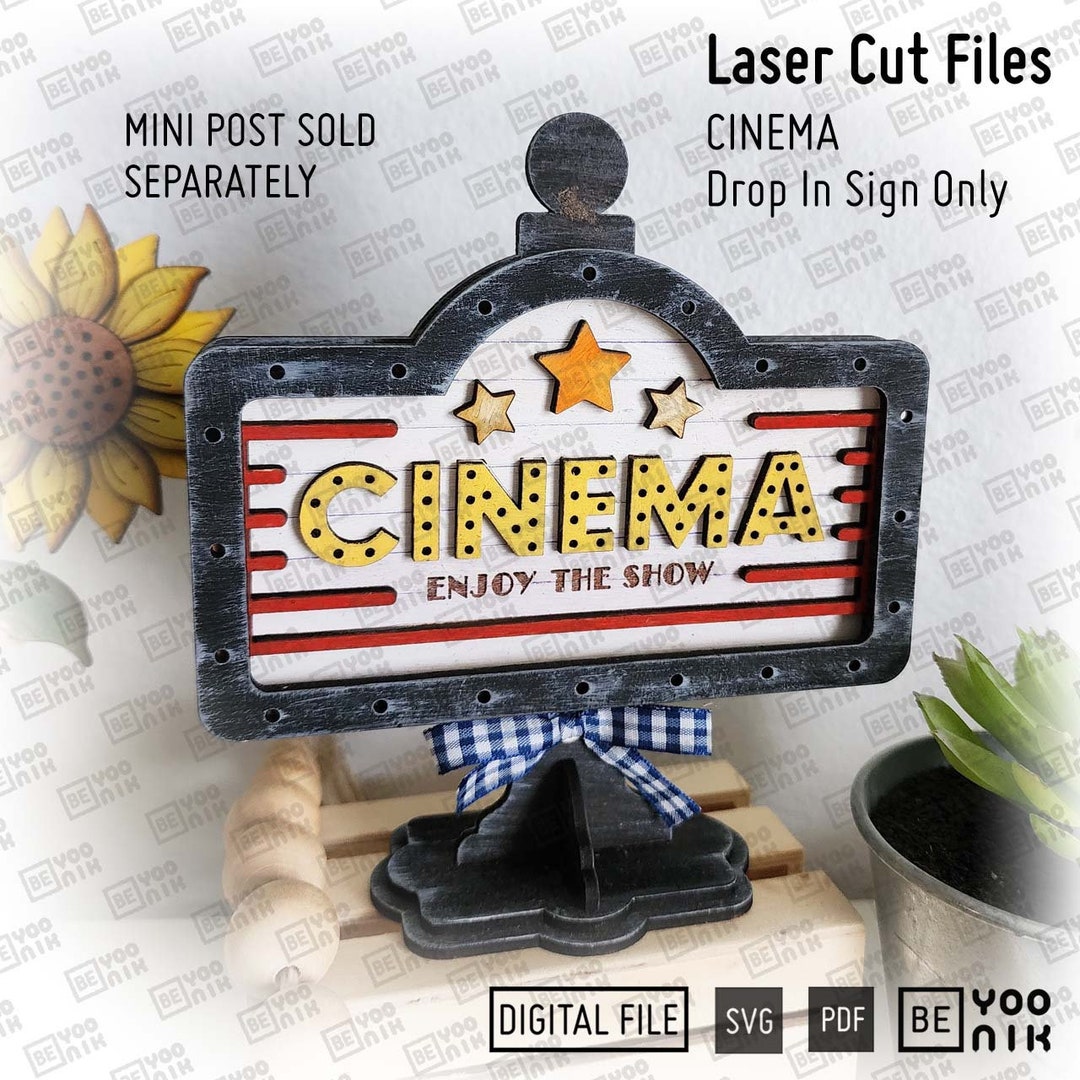 Digital Add on CINEMA Mini Sign in SVG and PDF for Mini Post Drop in ...