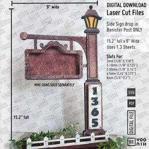 15" Tall Tabletop Mini Lamp Post Frame for Left Side Signs Laser Cut ...