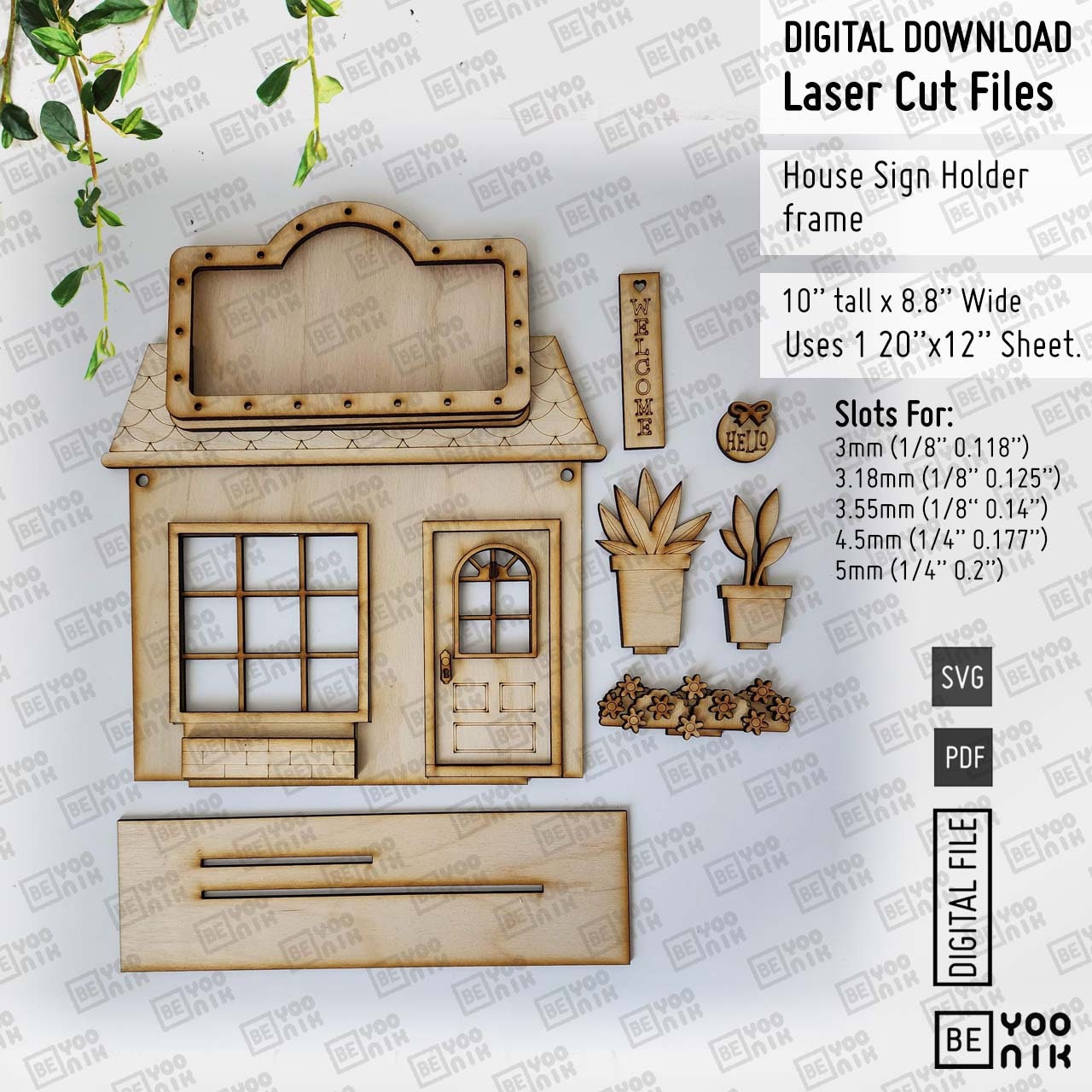 10" Tall Tabletop House Frame for Mini Drop in Sign Laser Cut Files in ...