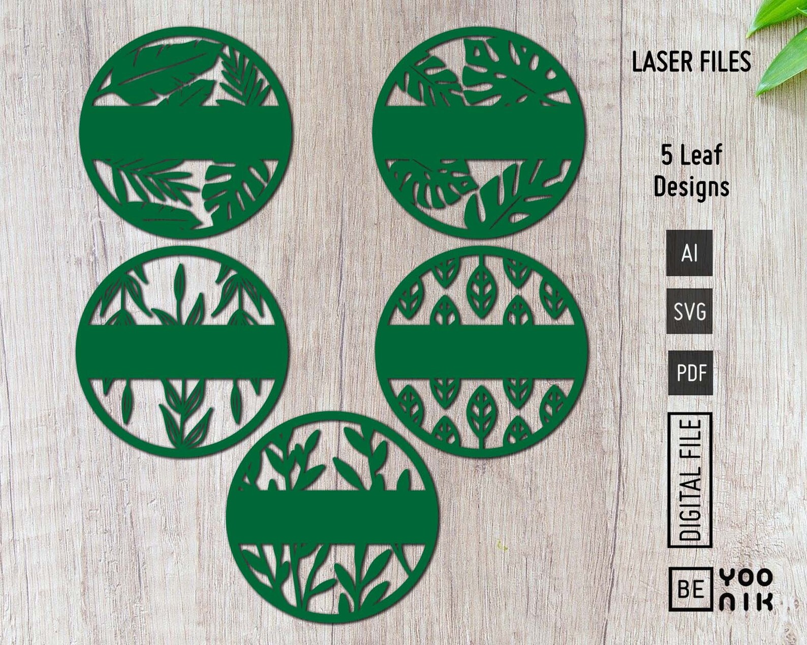 Laser Cut Files Family Sign Name Sign Leaves Collection of 5 | Etsy