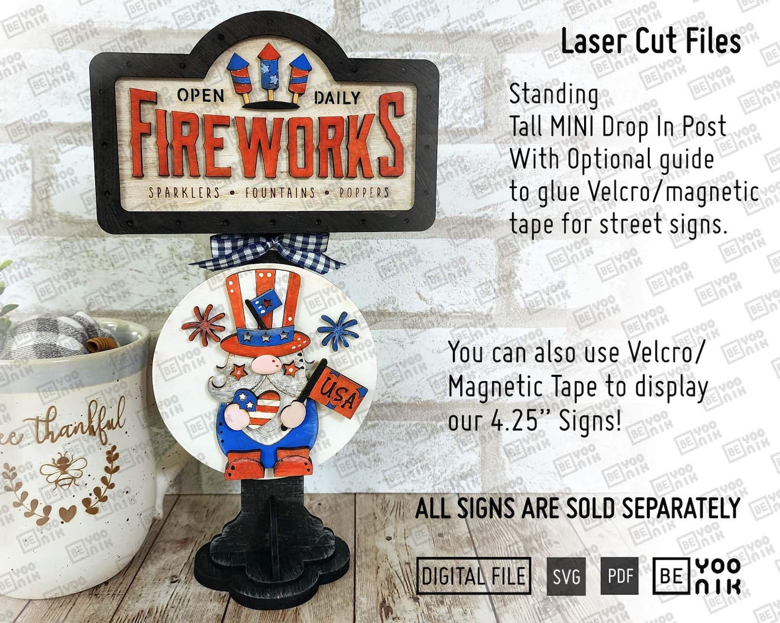 10.5" Tall Tabletop Mini Post Frame Laser Cut Files in SVG and PDF to ...