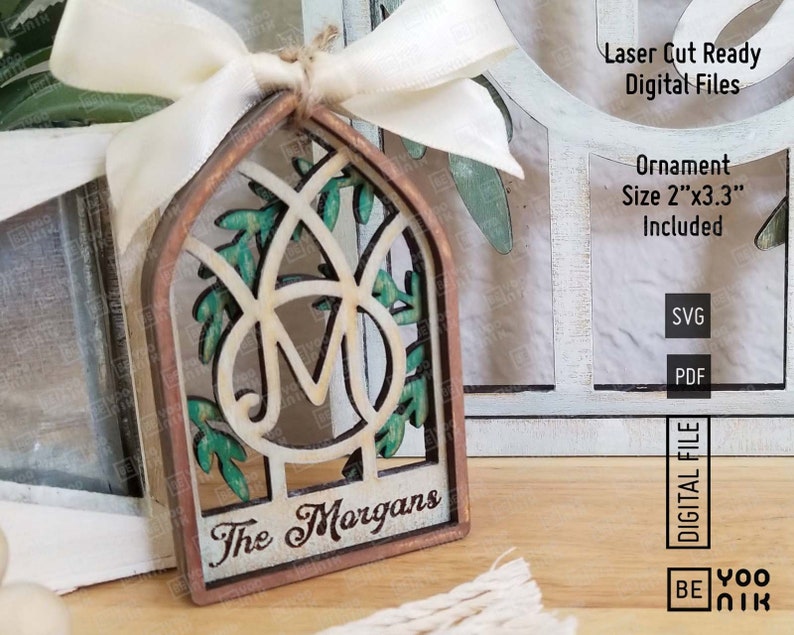 Digital Arched Window With Leaves and Monograms / Initials A - Etsy