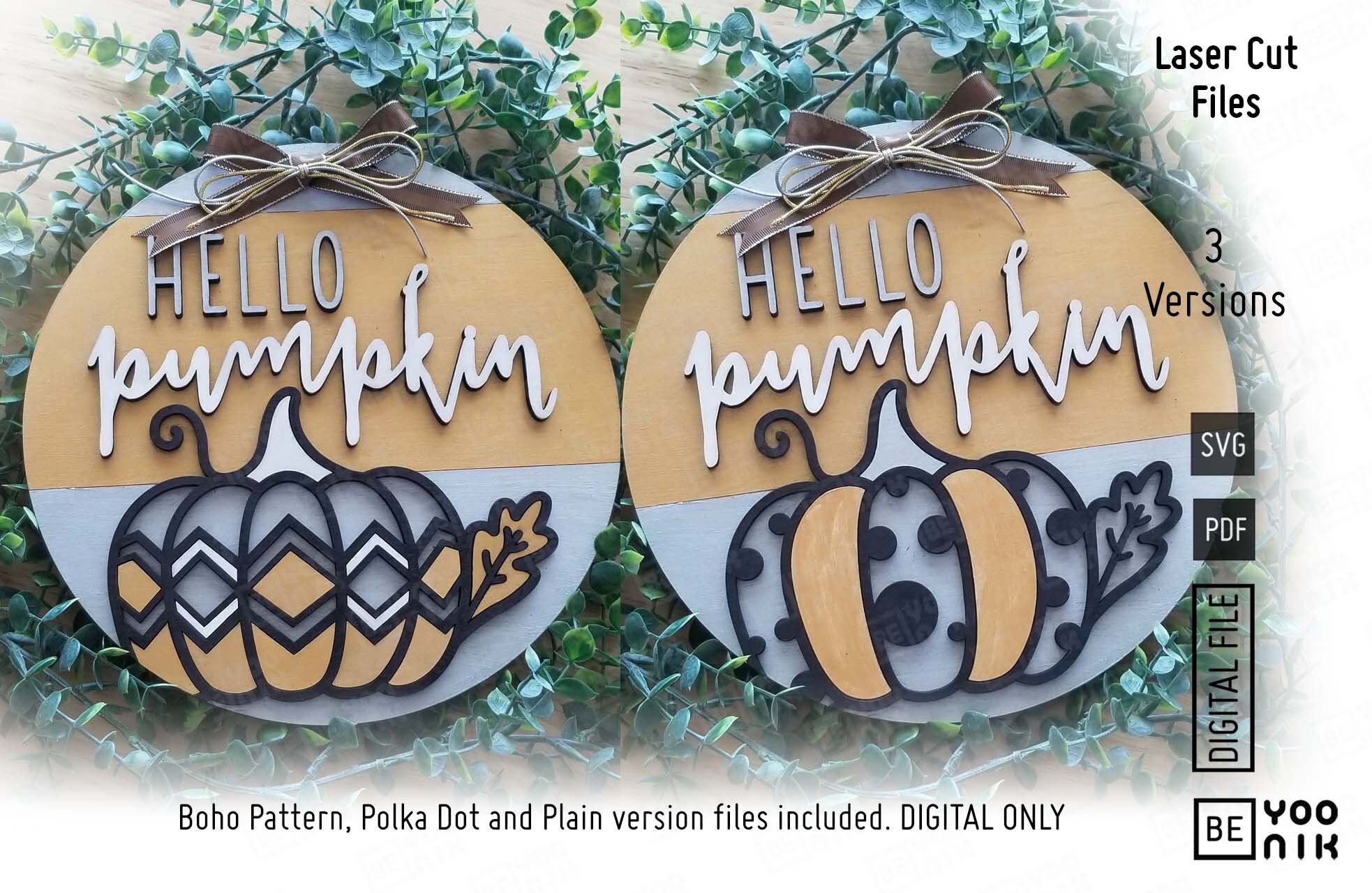 Hello Pumpkin Sign Laser Cut Ready Files in SVG and PDF. Fall Laser ...