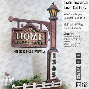 15" Tall Tabletop Mini Lamp Post Frame for Left Side Signs Laser Cut ...