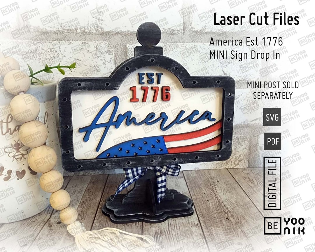 America Est. 1776 With Flag Mini Sign in SVG and PDF for Our Mini Post ...