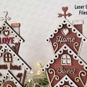 Standing Stacking Gingerbread House Decor Laser Cut Files in SVG and ...