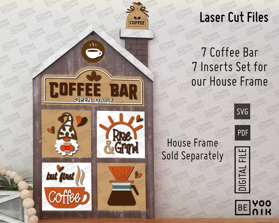 7 Coffee Bar Themed Interchangeable Inserts Set - Laser Cut Files in ...