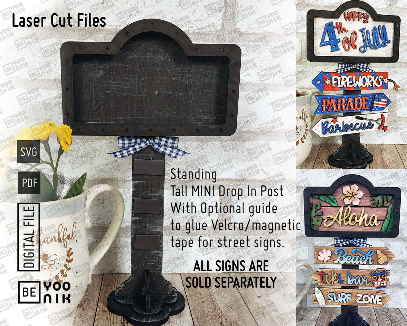 10.5 Tall Tabletop Mini Post Frame Laser Cut Files in SVG and PDF to ...