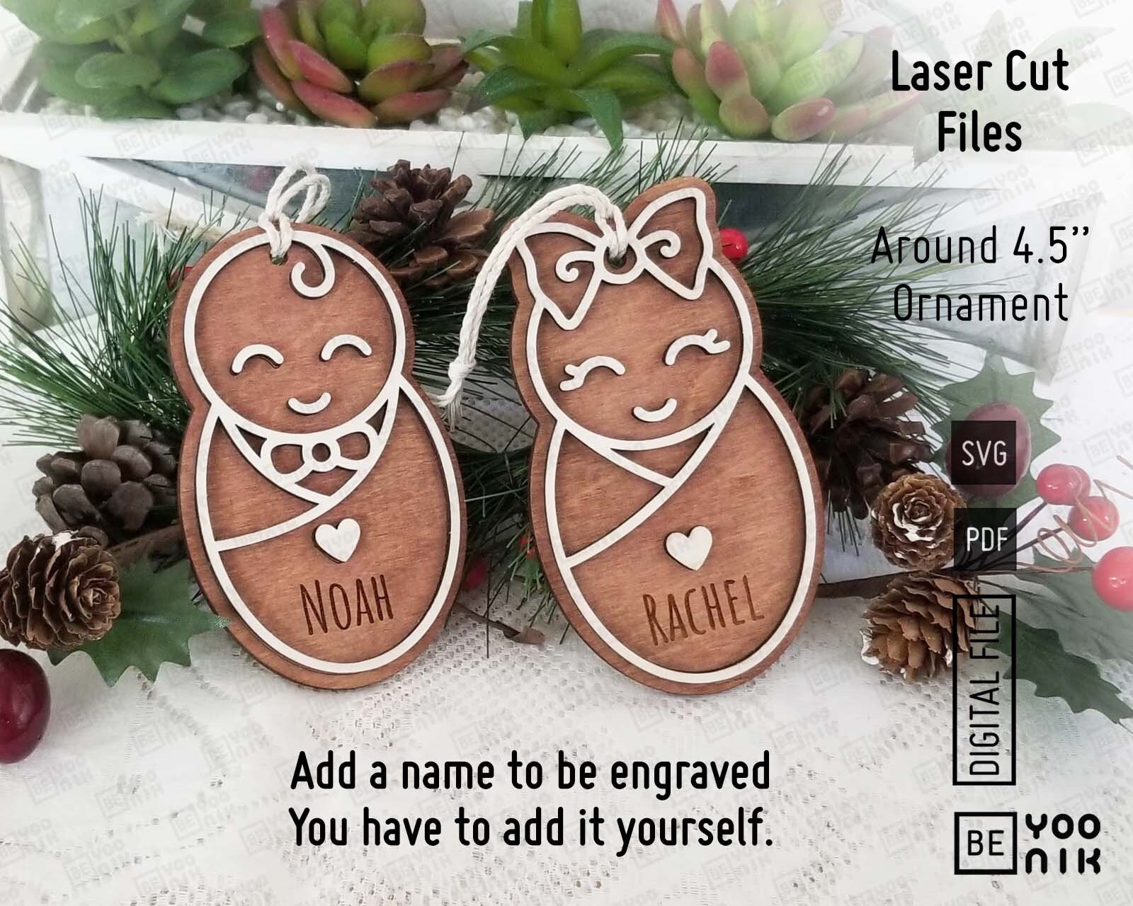 Newborn Gingerbread Ornament in SVG PDF. Baby Ornament Laser - Etsy