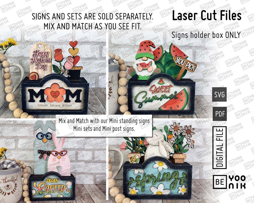 Signs Holder Box Only Laser Cut Ready Files in SVG and PDF. Box Frame ...