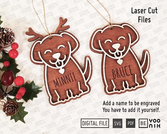 Dog Gingerbread Ornament in SVG PDF. Dog With Deer Antlers | Etsy