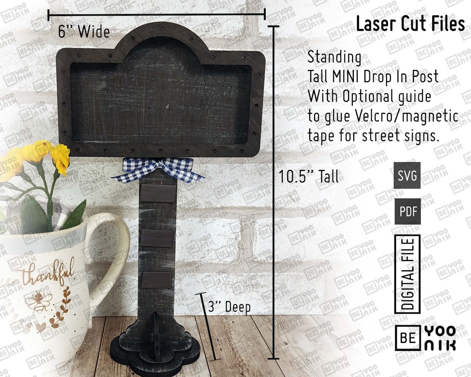 10.5" Tall Tabletop Mini Post Frame Laser Cut Files in SVG and PDF to ...