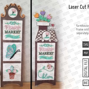 Hello Spring Interchangeable Inserts Set 1 - Laser Cut Files in SVG and PDF. Flower Inserts ...