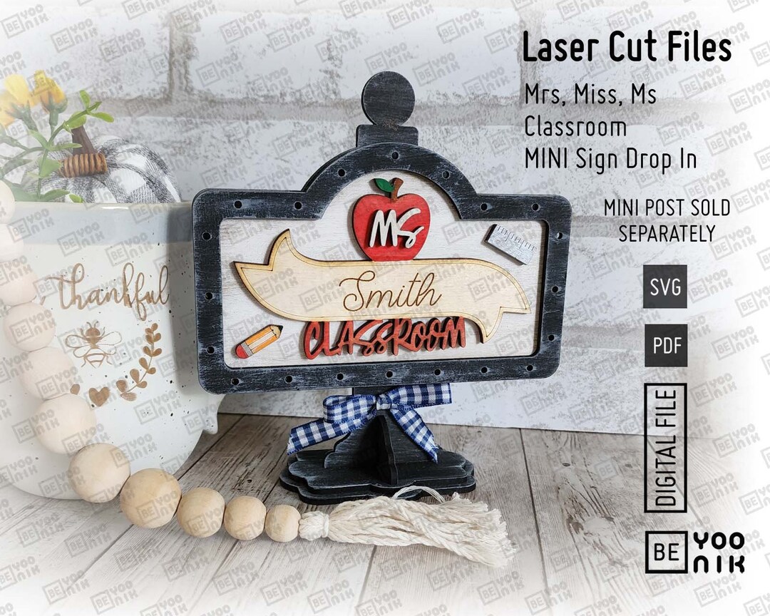 Add on Custom Mrs., Ms., Miss Teacher Name Classroom Mini Sign in SVG ...