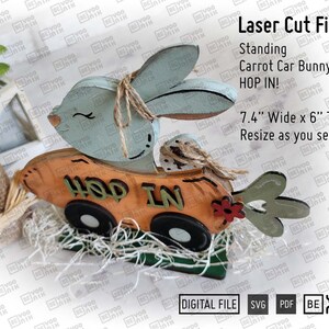 Hop in Carrot Car Bunny Laser Cut Files in SVG and PDF Files, Bunny Svg ...
