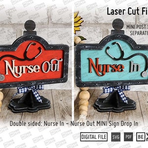Add on Nurse in / Nurse Out Double Sided Mini Sign in SVG and PDF for ...