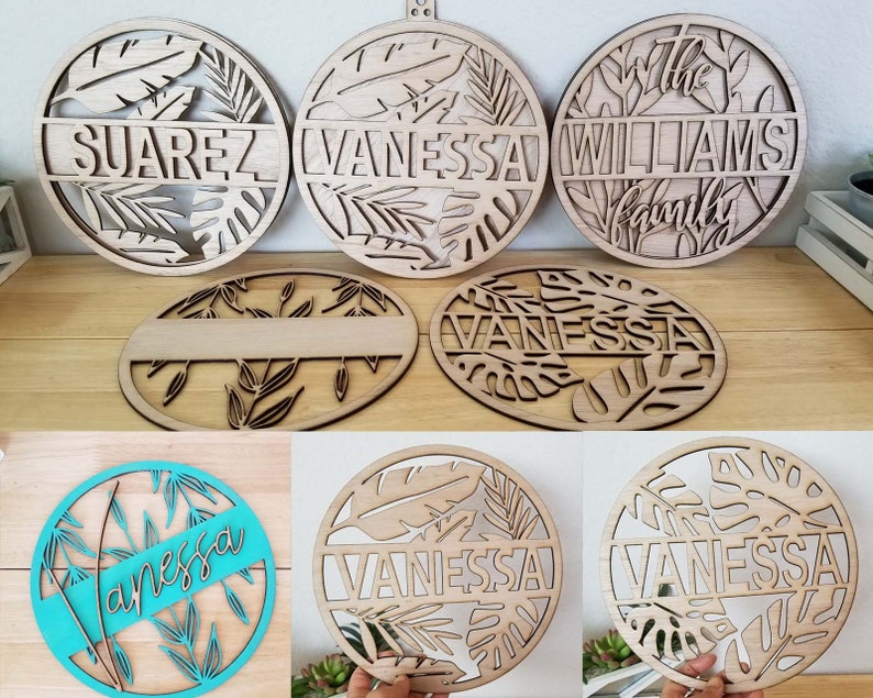 Laser Cut Files Family Sign Name Sign Leaves Collection of 5 | Etsy