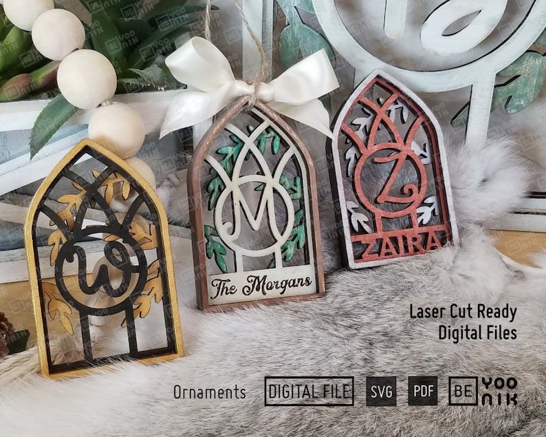 Digital Arched Window With Leaves and Monograms / Initials A - Etsy