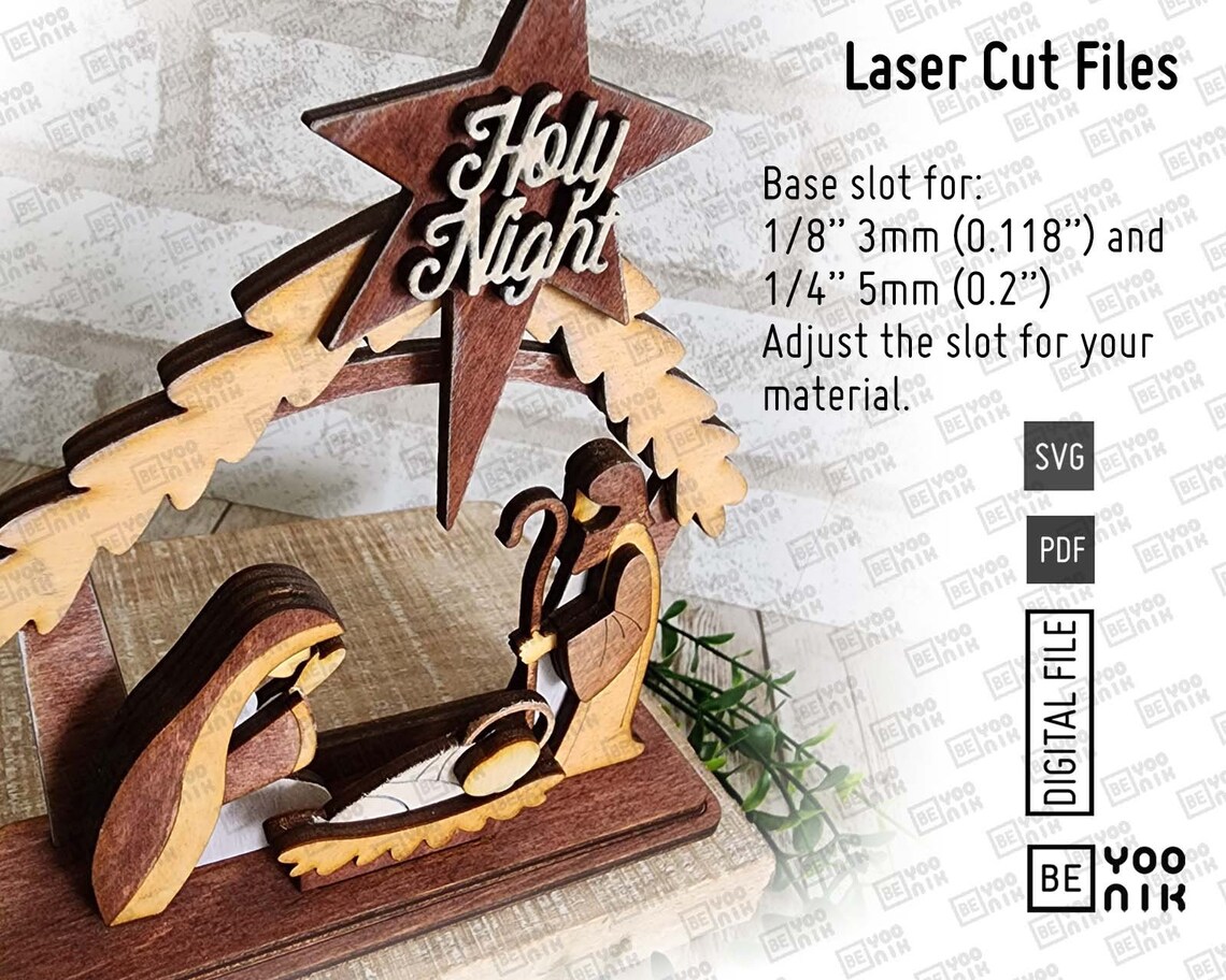 Nativity Scene Joseph and Baby Jesus Standing Shelf Sitter Laser ...