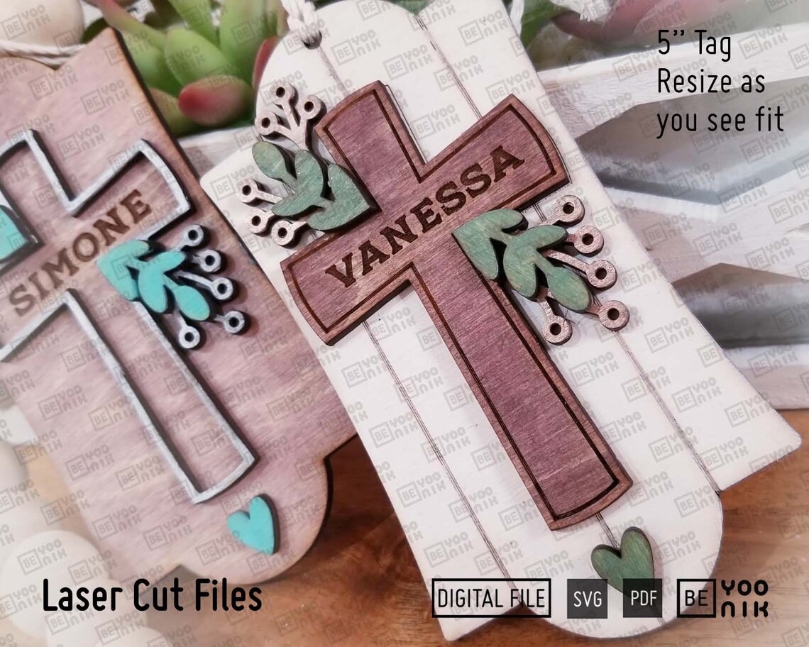 Baptism Ornament SVG FILE Cross Laser Cut File First - Etsy