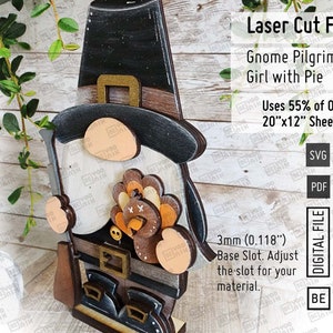 Standing Gnome Pilgrim Men With Shotgun and Turkey Shelf Table Sitter ...