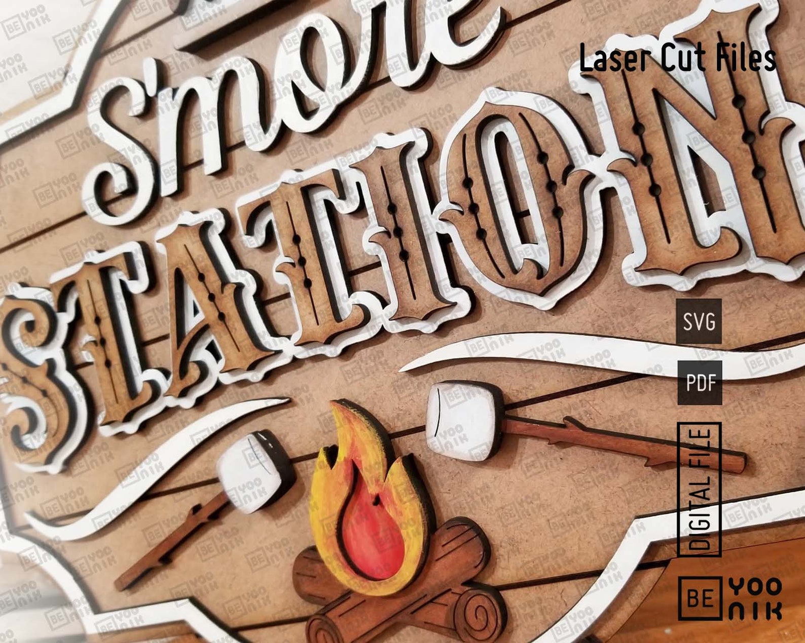 Smore Station Sign Laser Cut Files in SVG and PDF Smore - Etsy
