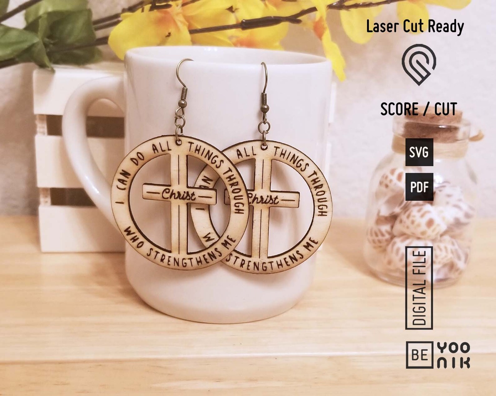 2 Christian Earrings SVG Bible Verse I Can Do All Things Through Christ ...