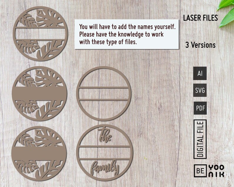 Laser Cut Files Family Sign Name Sign Leaves Collection of 5 | Etsy