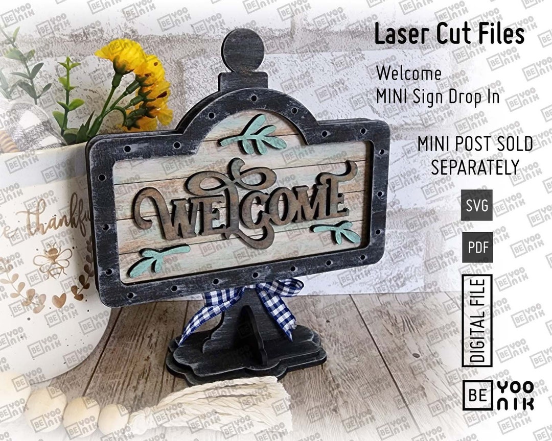 Add on Welcome Mini Sign in SVG and PDF for Our MINI Post Drop in Frame ...
