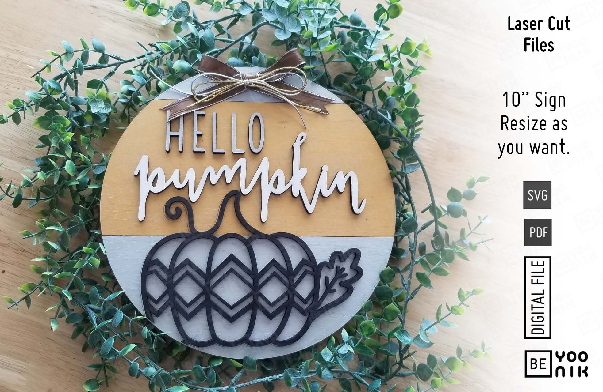 Hello Pumpkin Sign Laser Cut Ready Files in SVG and PDF. Fall Laser ...