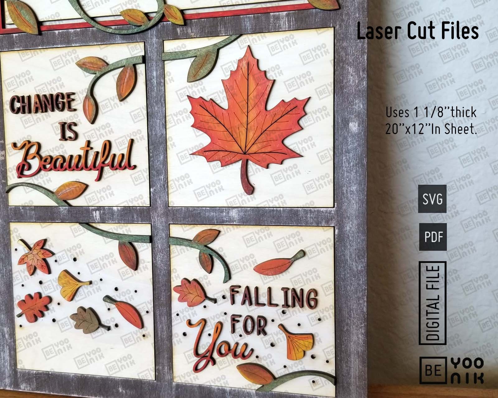 Autumn Leaves Theme 7 Interchangeable Inserts Set Laser Cut - Etsy