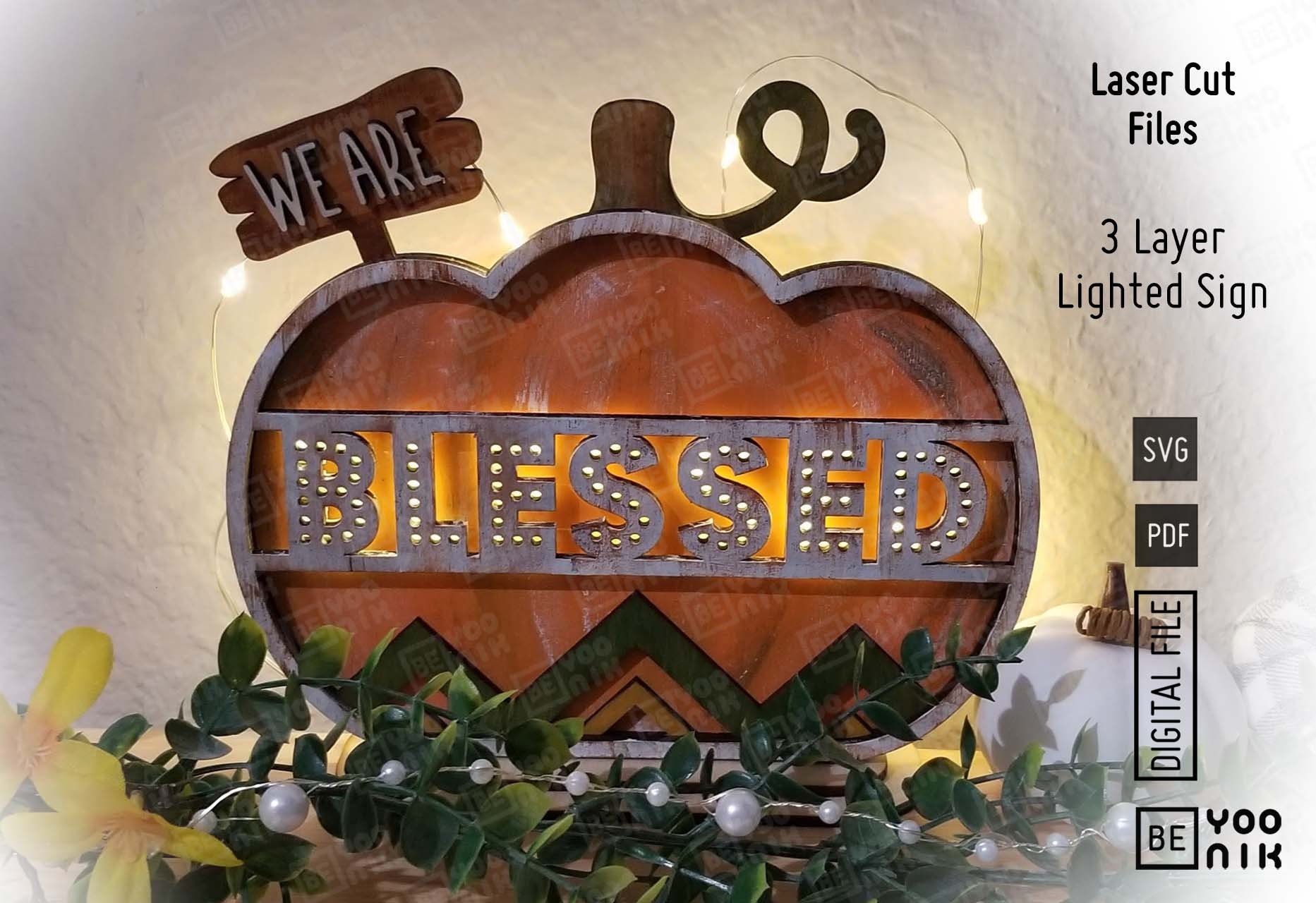 Lighted Pumpkin Sign Laser Cut Ready Files in SVG and PDF. We | Etsy